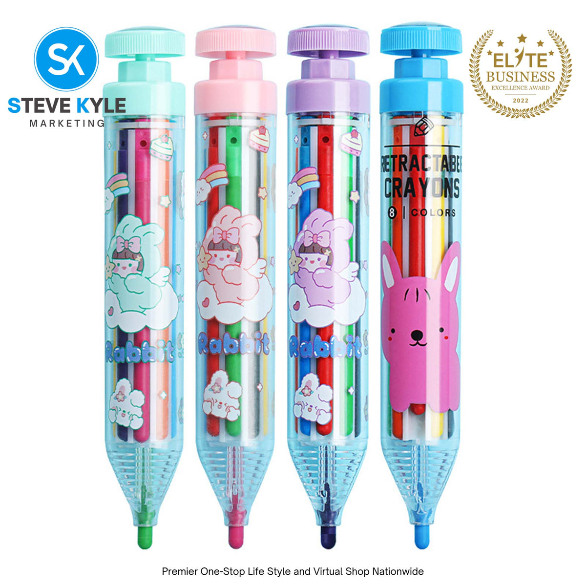 8in1 Colors Multicolor Crayon Pen Retractable Crayon Pens Transparent ...