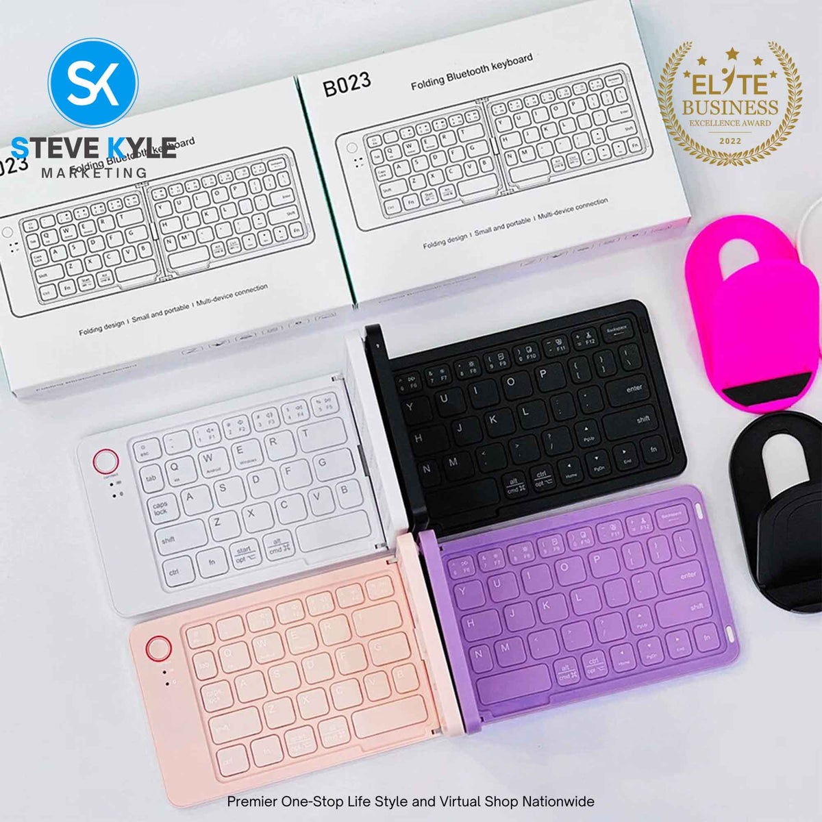UltraSlim Foldable Keyboard Rechargeable Bluetooth Silent Typing for i ...
