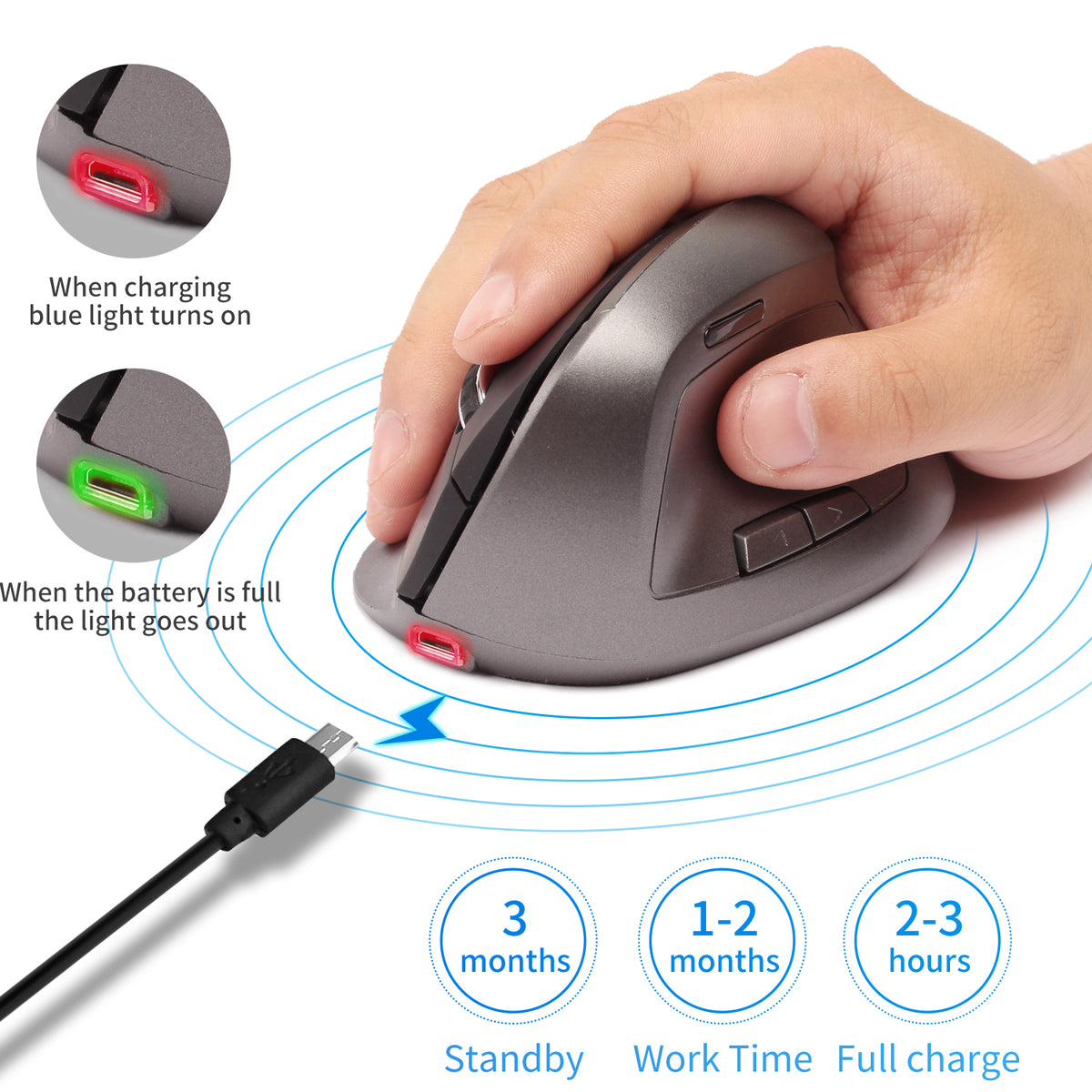 BW883 Ergonomic Optical Vertical Charging Wireless Mouse – Steve Kyle ...